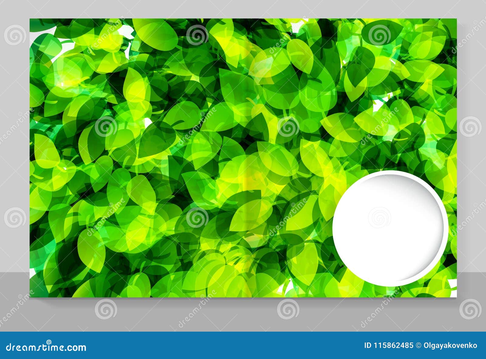 Design With Leaves Prints And Golden Frame On A Green Background Vector ...