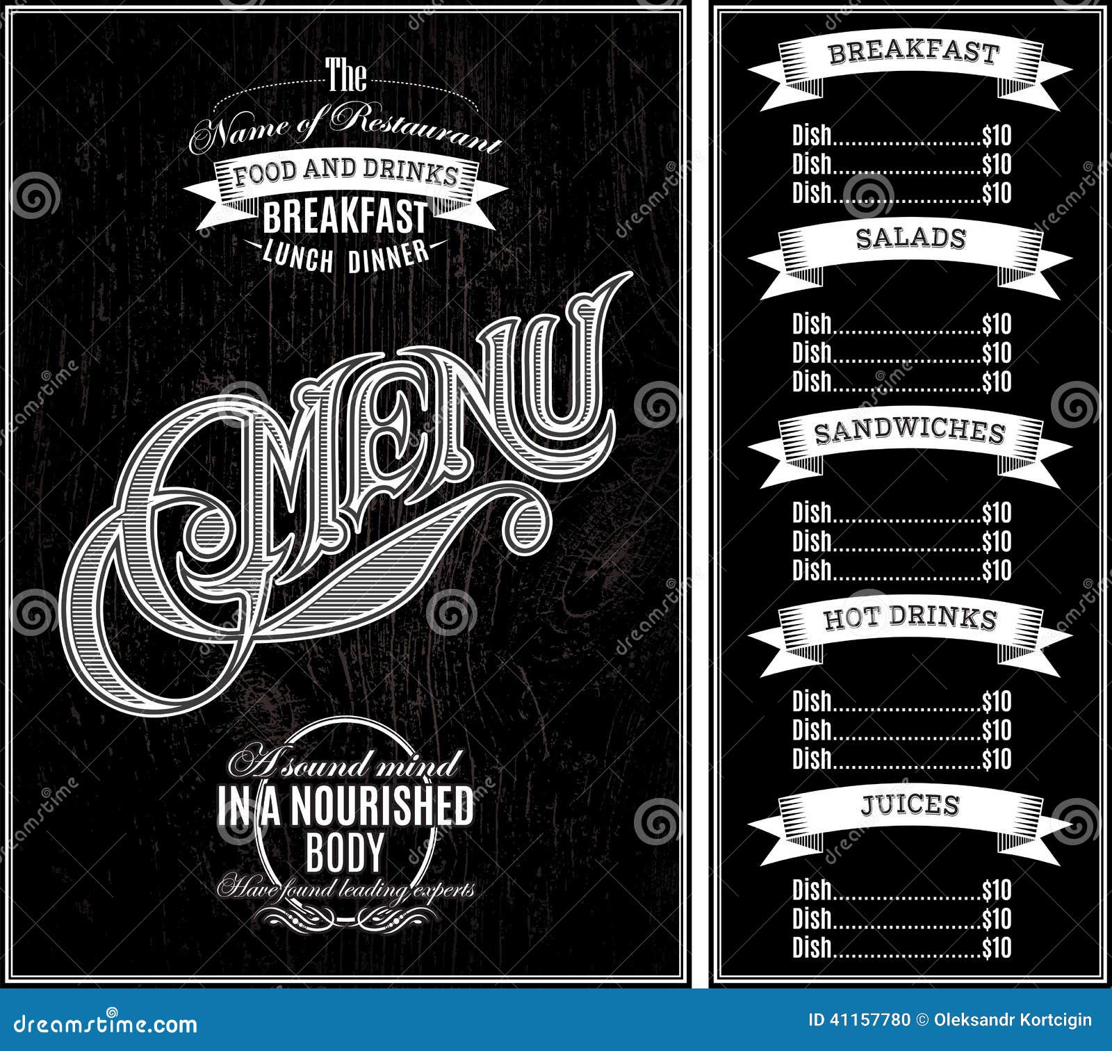 Template for the Cover of the Menu Stock Vector - Illustration of food ...