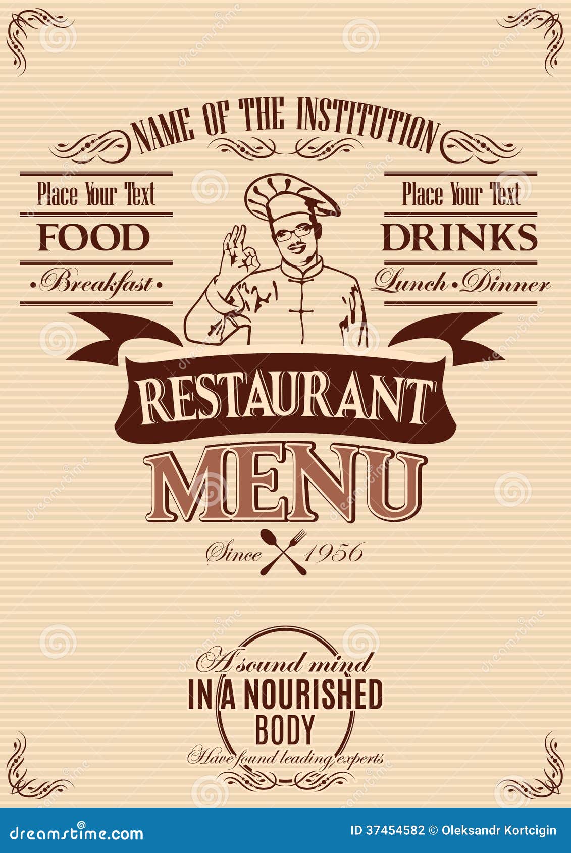 Template for Cover of Menu with Chef Stock Vector - Illustration of ...