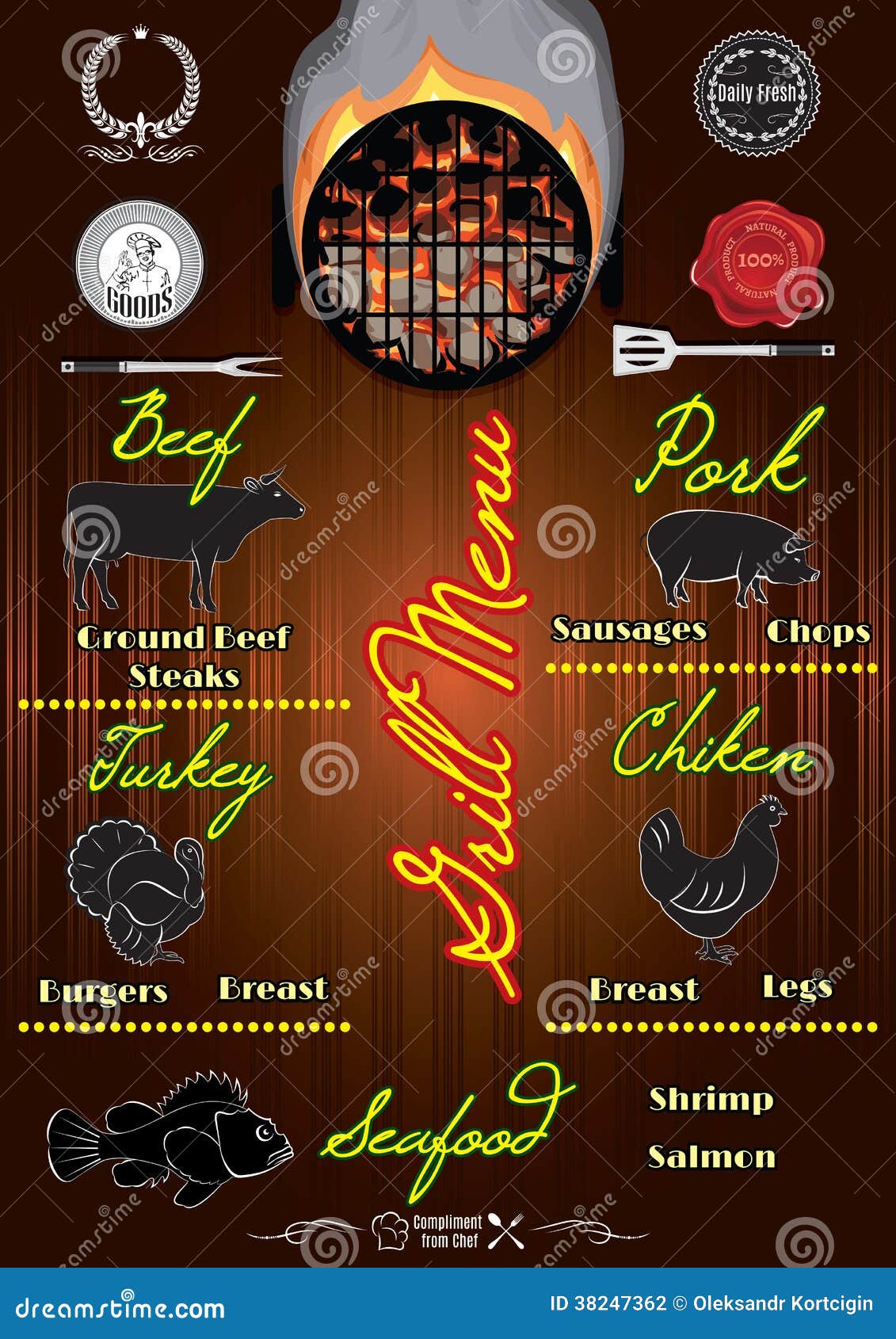 Template for the Cover of Menu with Fire Stock Vector - Illustration of ...