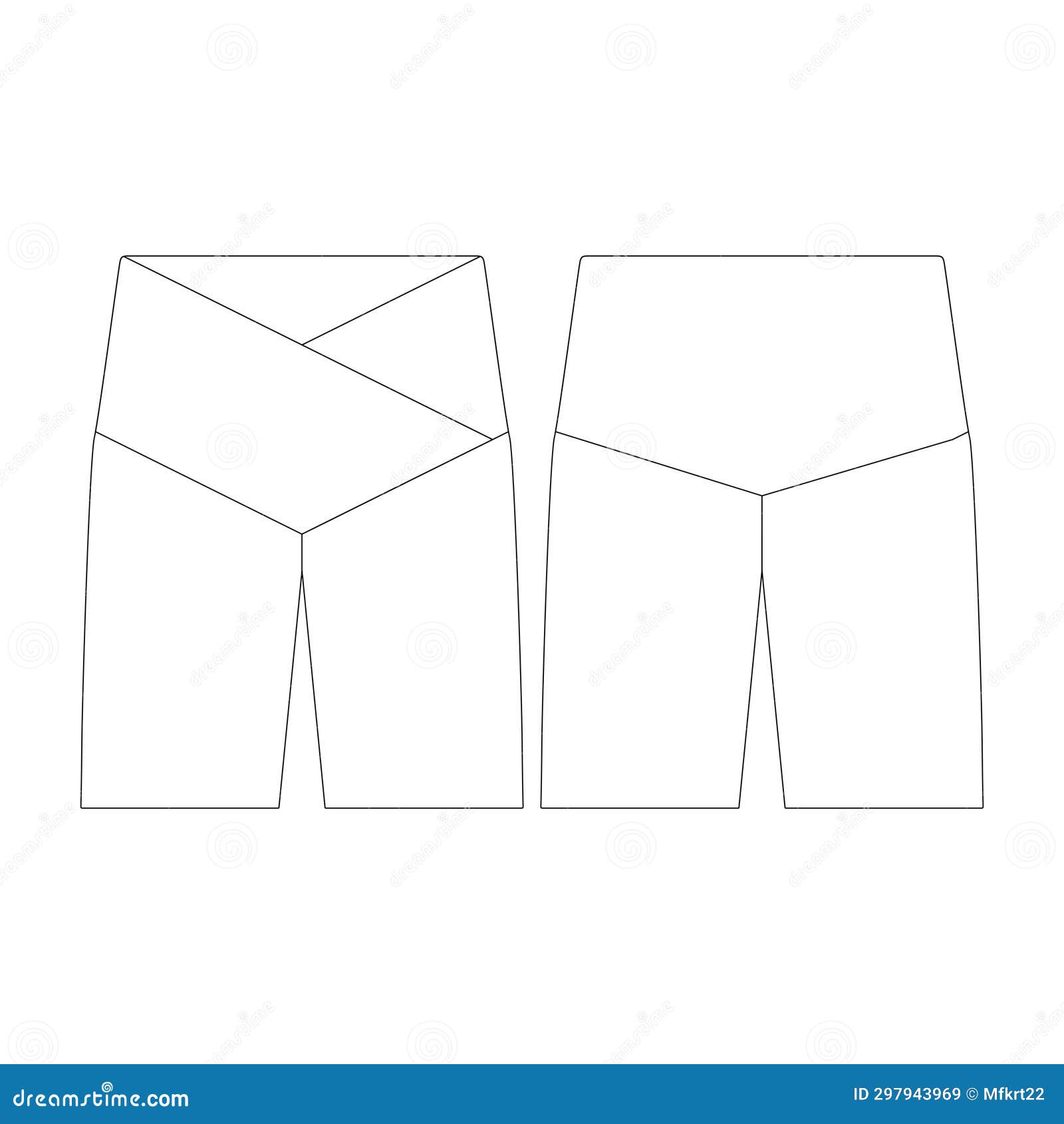 Template Crossover Bike Short Vector Flat Design Outline Clothing Collection Stock Vector