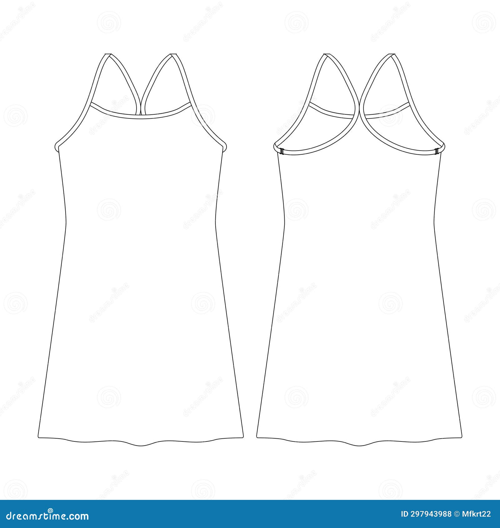 Template Crossover Dress Vector Flat Design Outline Clothing Collection Stock Vector