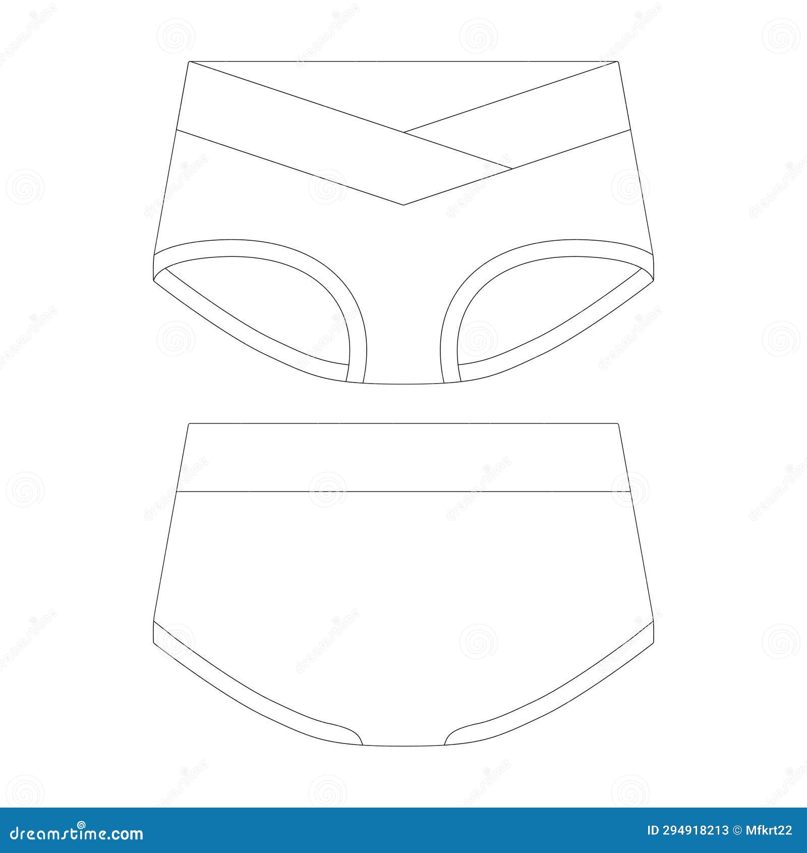 Template Crossover Low Rise Underwear Vector Flat Design Outline Clothing Collection Stock