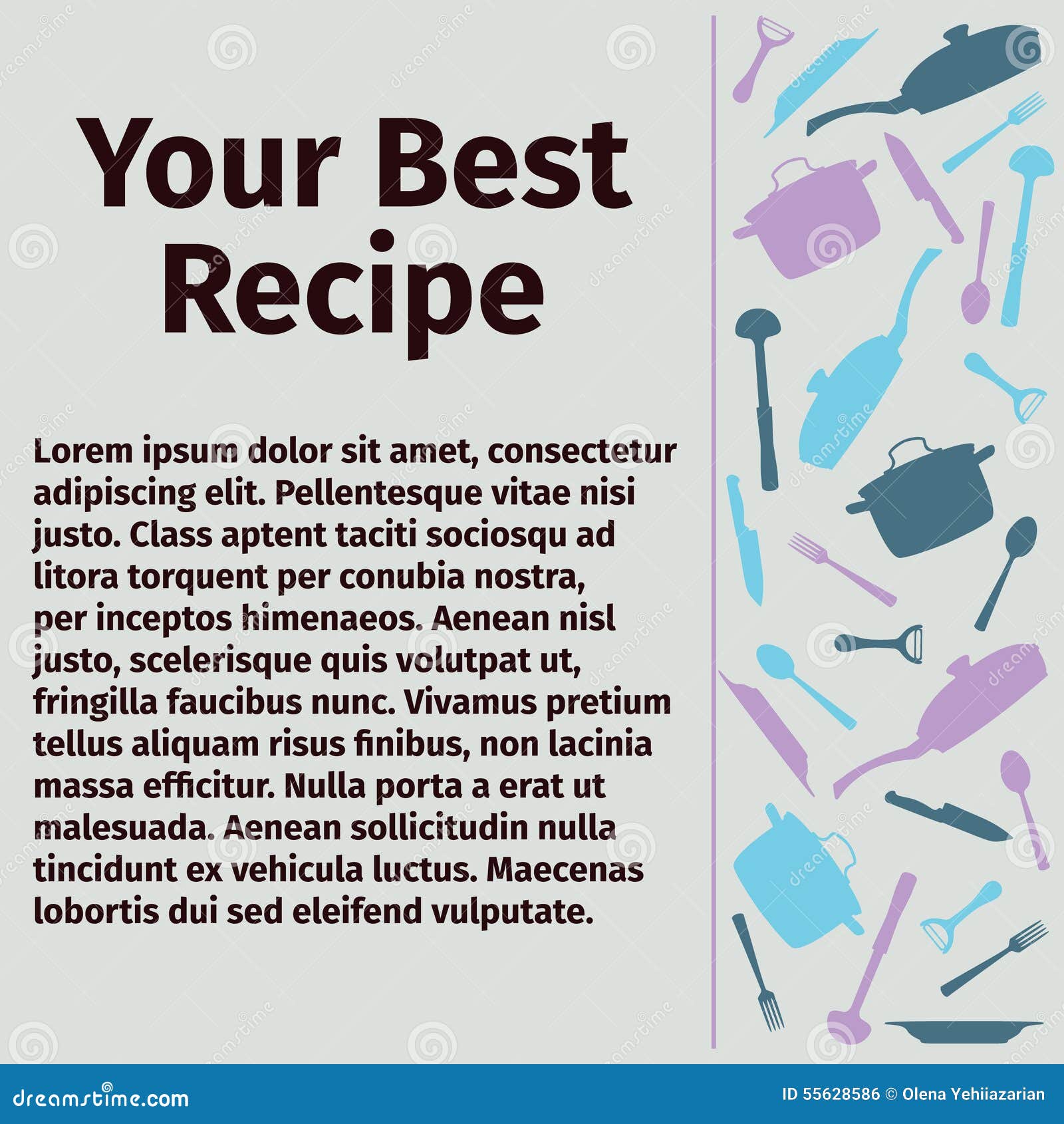 Template for Culinary Recipe Stock Vector - Illustration of fork, home ...