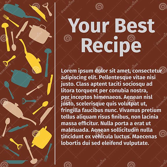 Template for Culinary Recipe Stock Vector - Illustration of plate ...