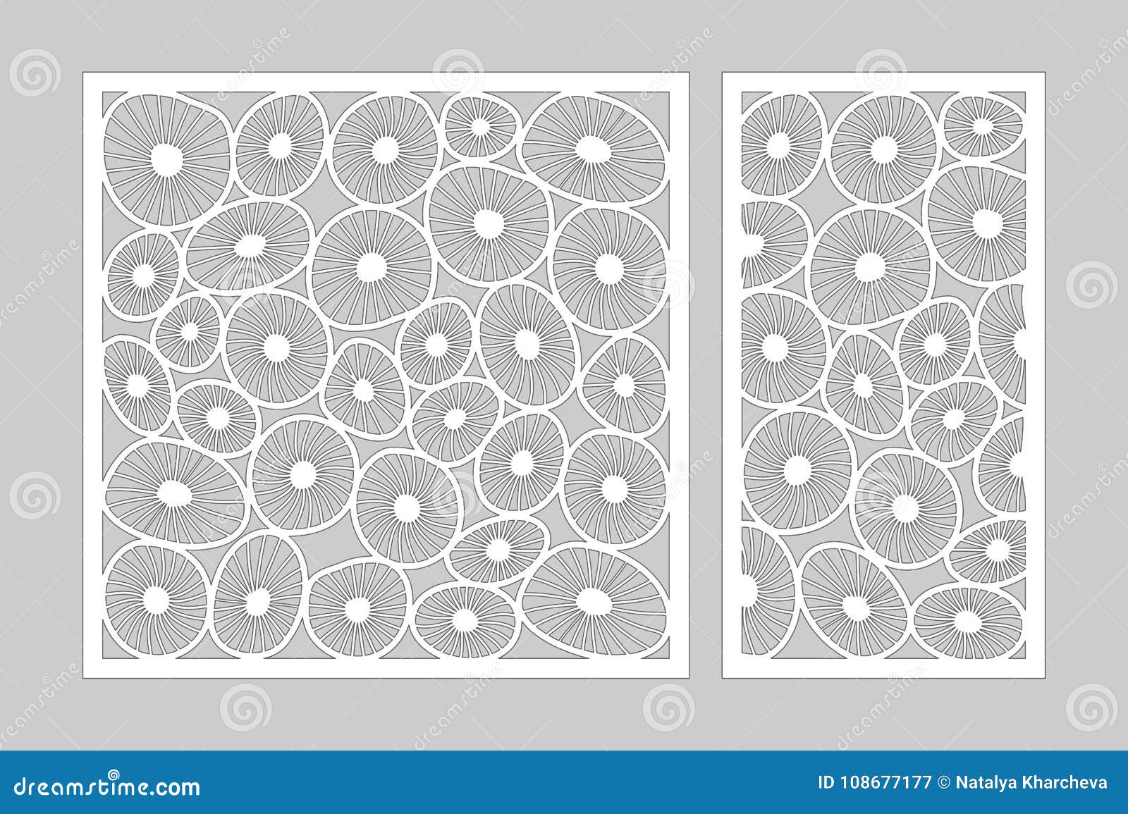 Template for Cutting. Round Art Pattern. Laser Cut. Set Ratio 1:2, 1:1 ...