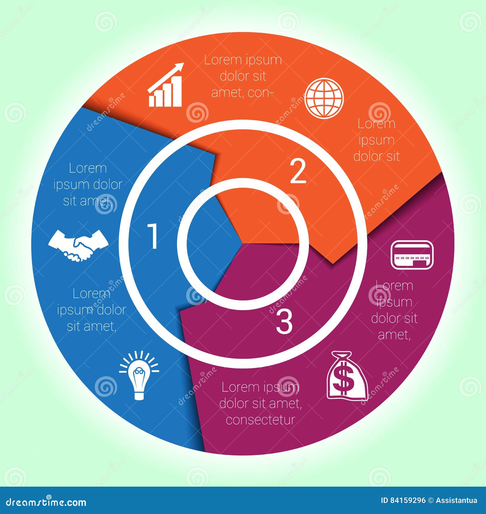 Template Cyclic Diagramme for Infographic Three Position Stock Vector ...
