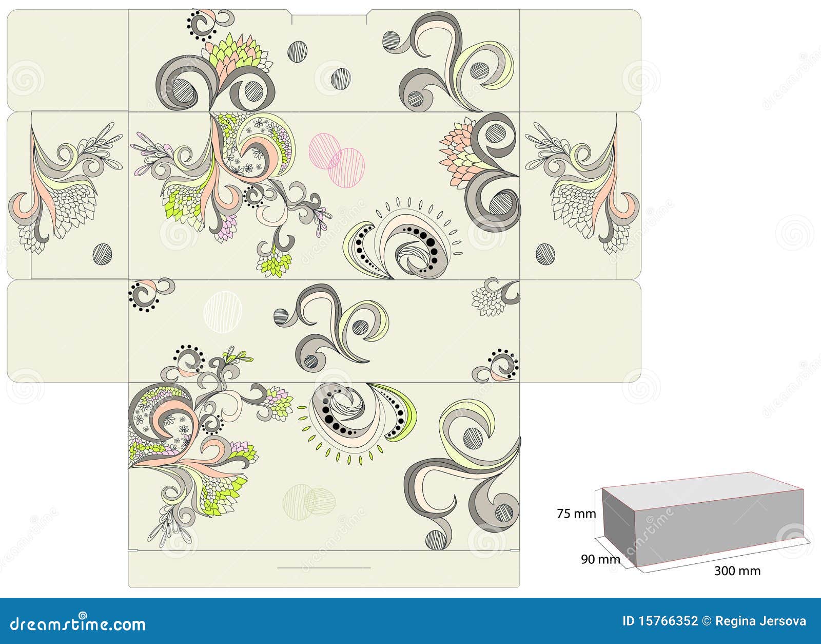Template for Decorative Box Stock Vector - Illustration of flowers ...