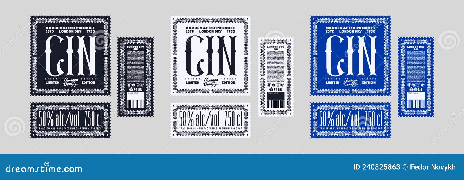 Template Decorative Label for Dry Gin Stock Vector - Illustration of ...