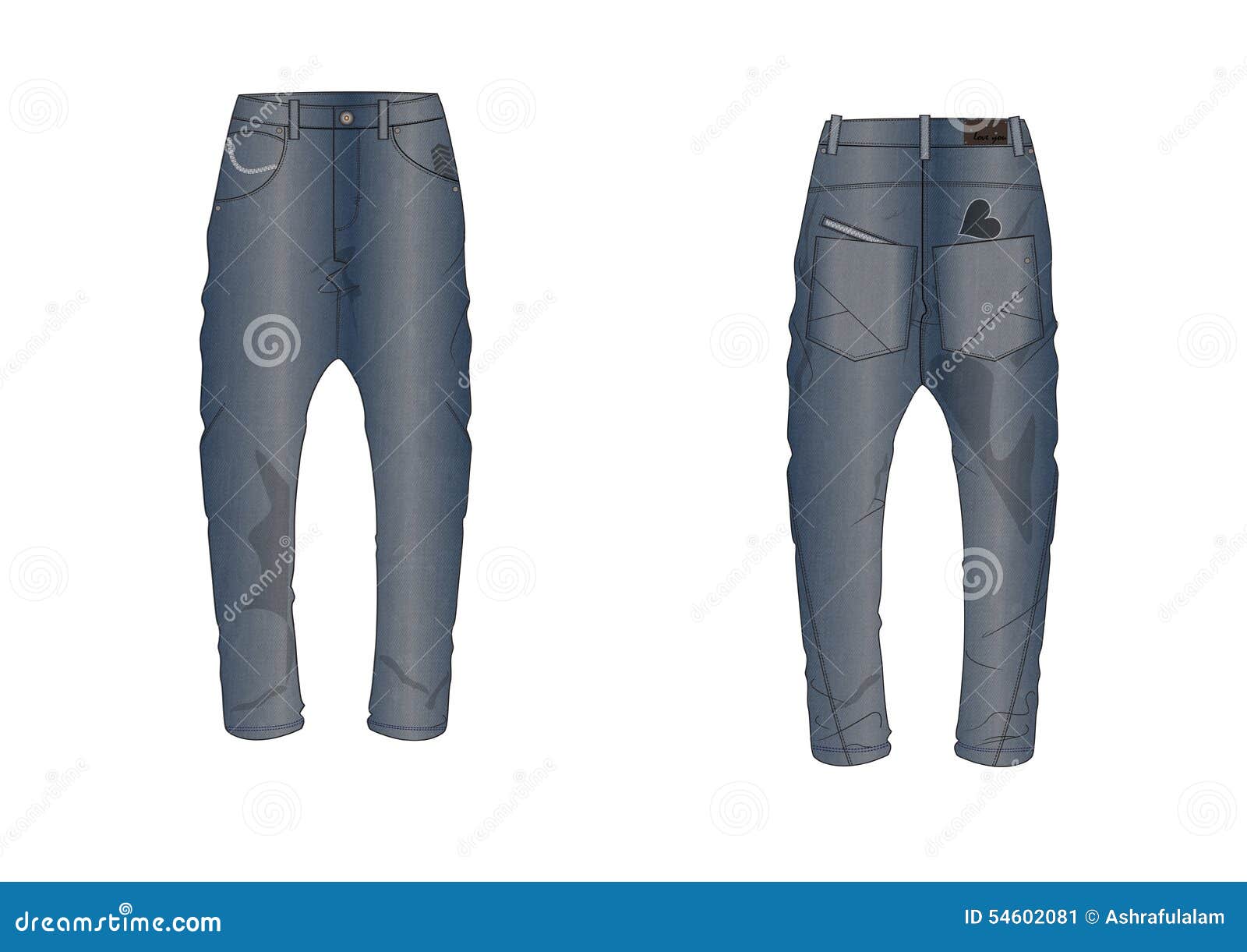 Template of Denim Decorated Pocket Man Pant Design Stock Illustration ...