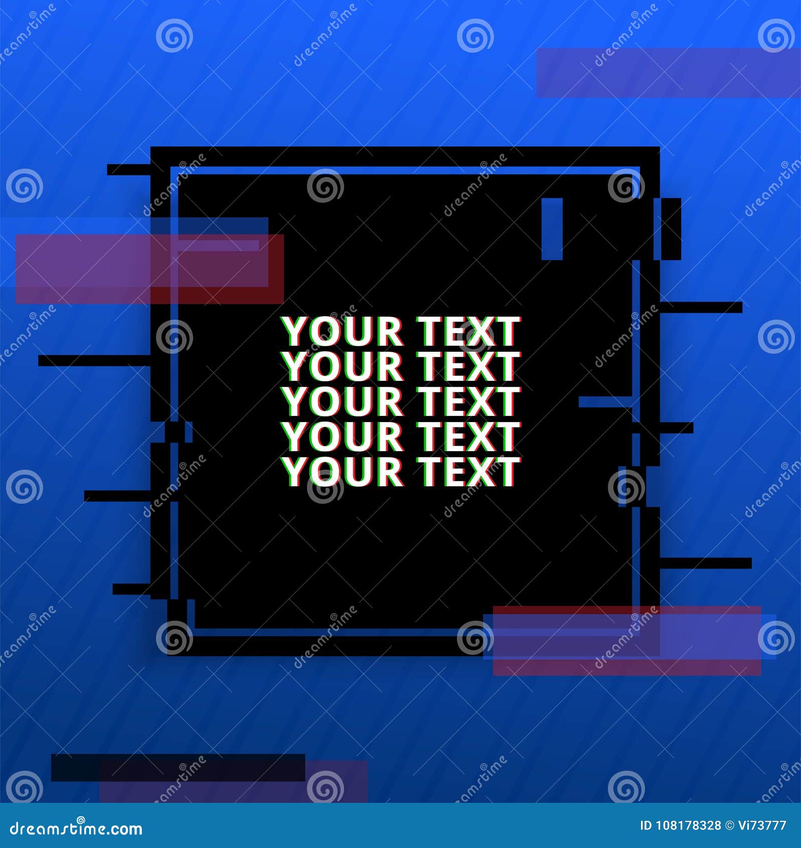 Template Design Banner with Glitch Effect. Vector Distorted Background ...