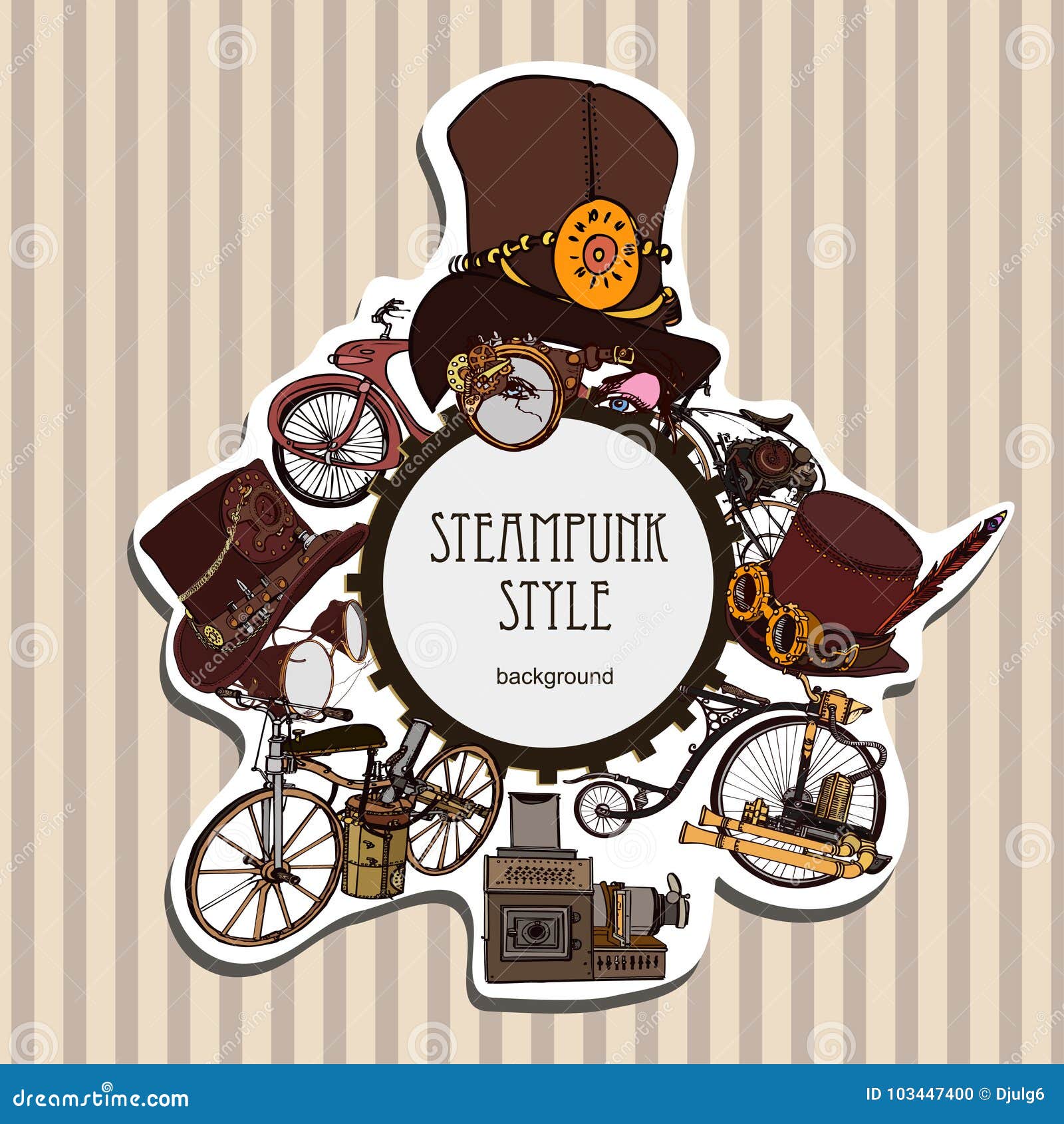 Template Steampunk Design For Card. Frame Steampunk Background. The ...