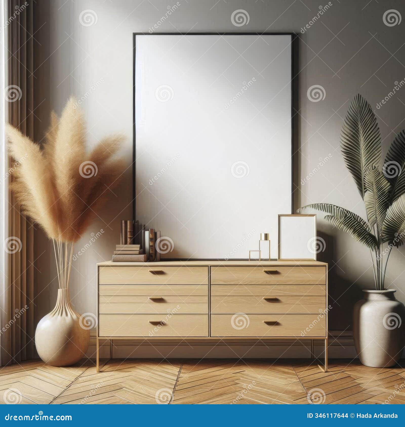 Template Design Featuring a Poster Frame on a Chest of Drawers within ...