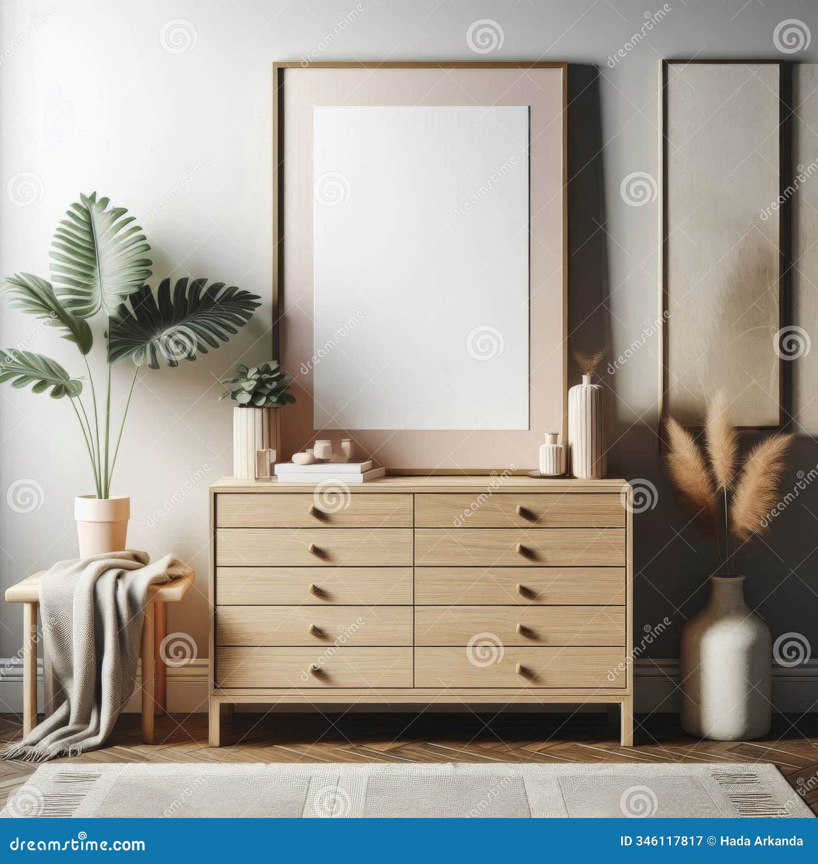Template Design Featuring a Poster Frame on a Chest of Drawers within ...