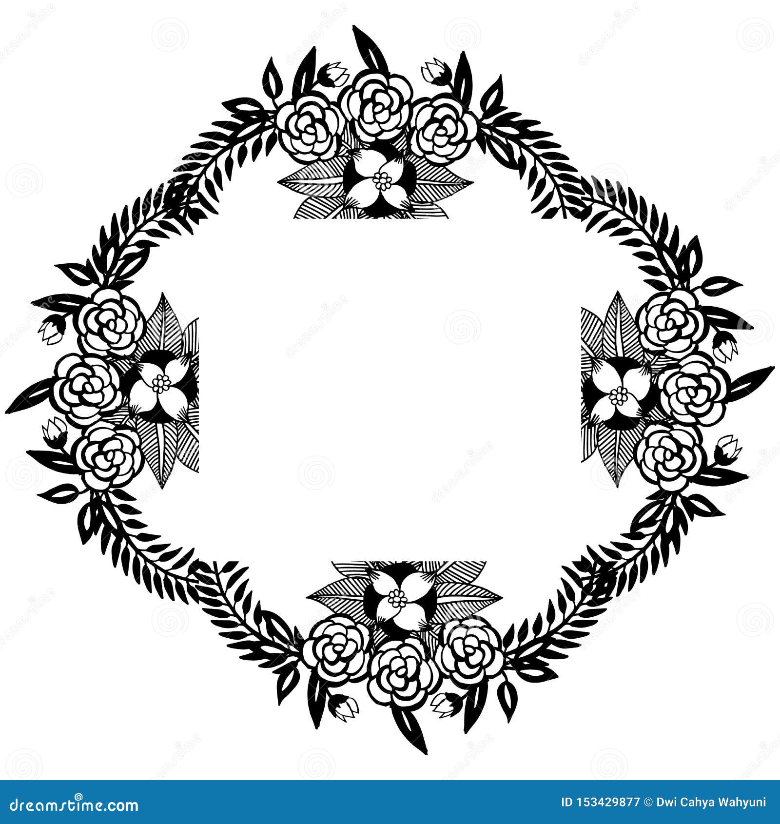 Template Design for Floral Frame, Isolated on White Background. Vector ...