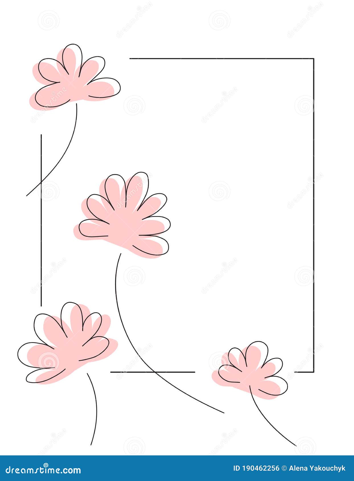 Template Design for Greeting Card with Pink Flowers Stock Vector ...