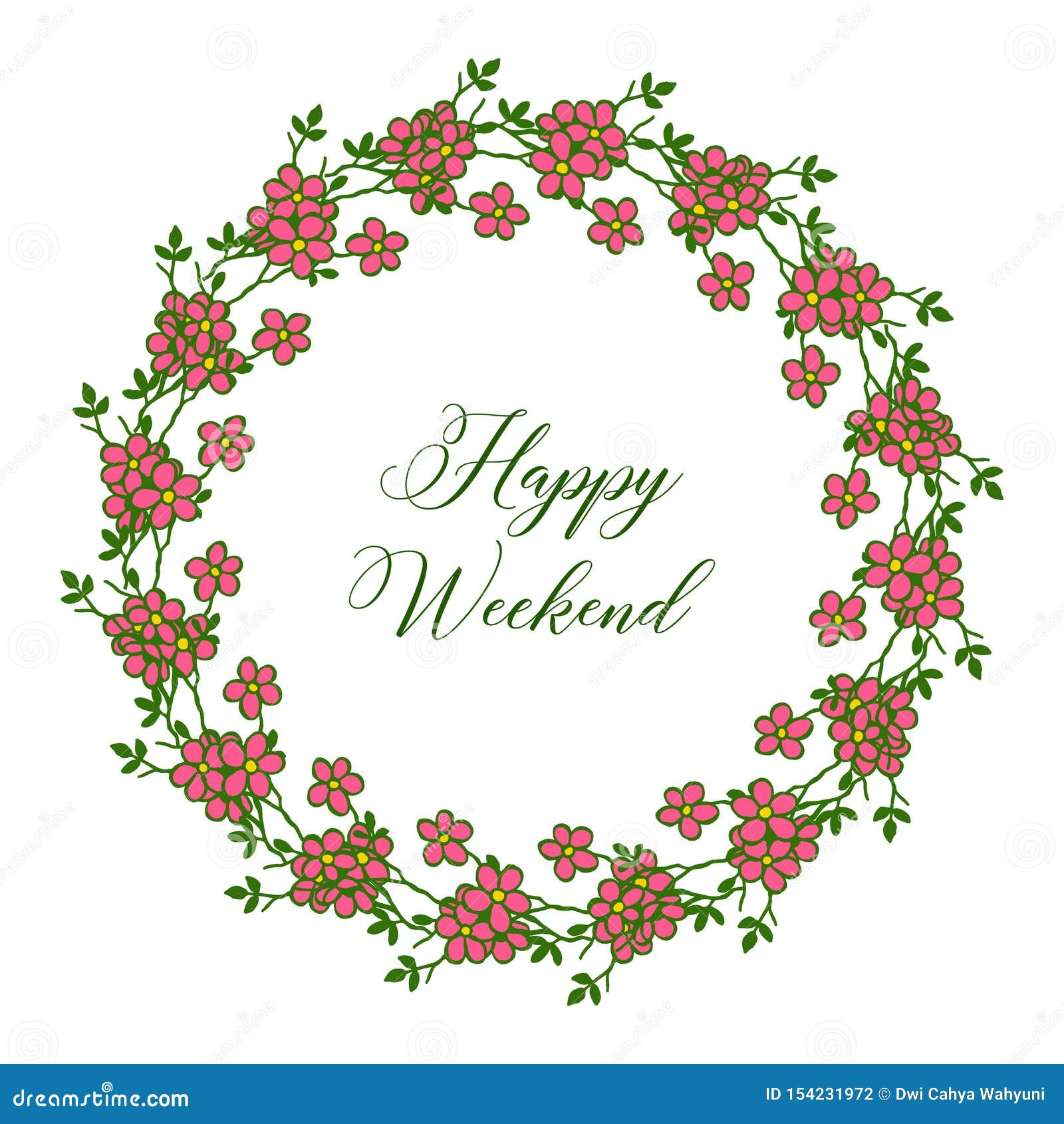 Template Design of Happy Weekend, Place for Your Text, Flower Frame ...