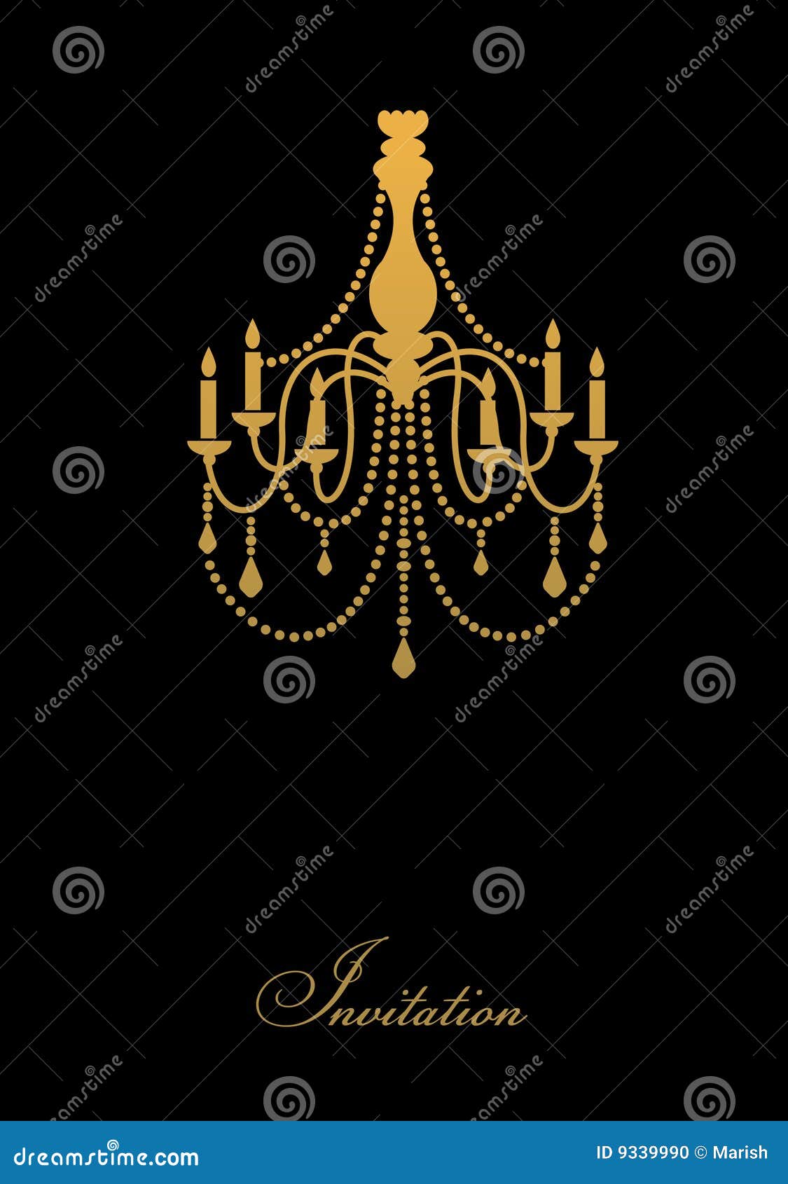 Template Design Of Invitation With Chandelier Vector Illustration ...