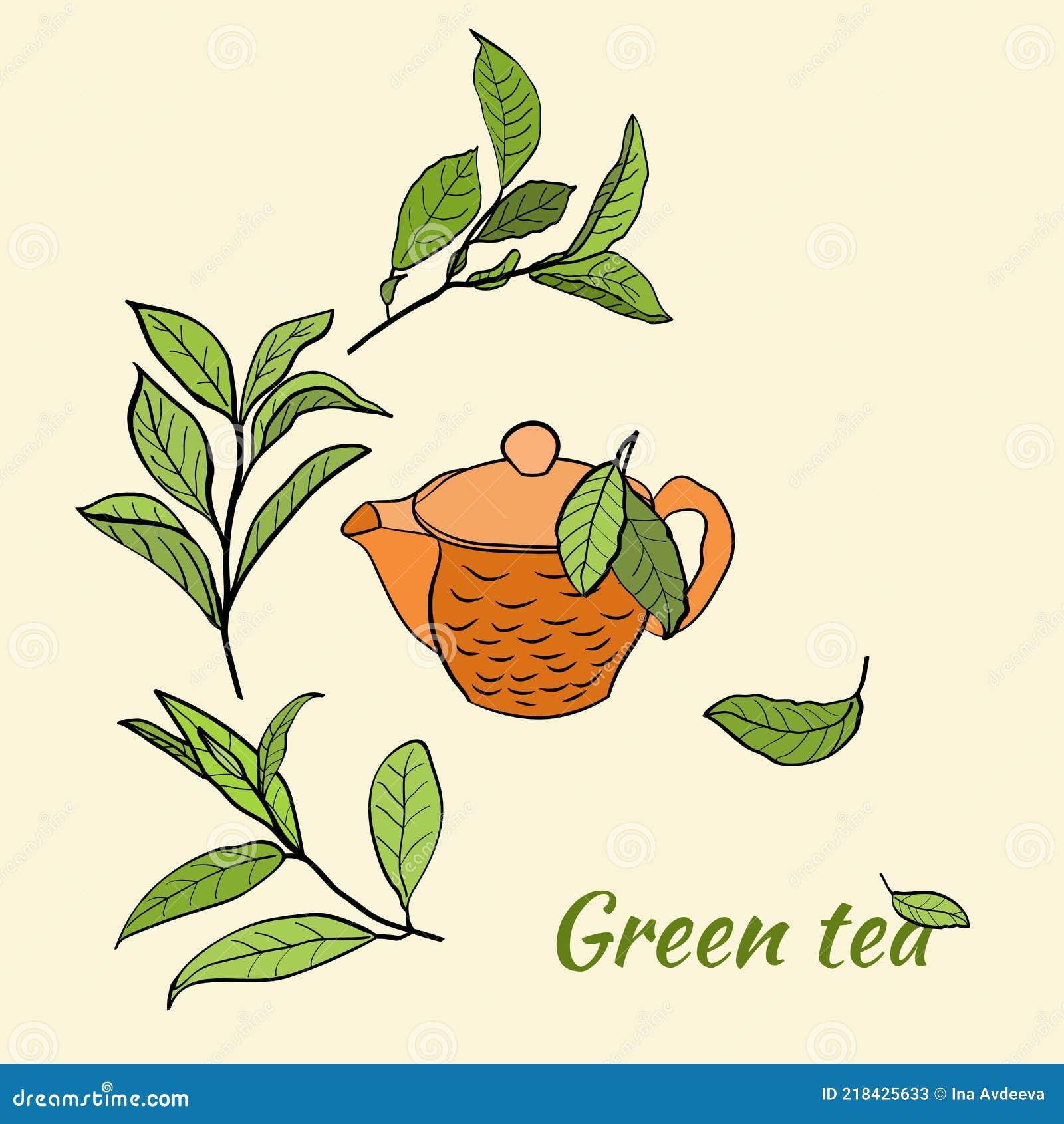Template for Design with a Set of Tea Leaves Stock Vector ...