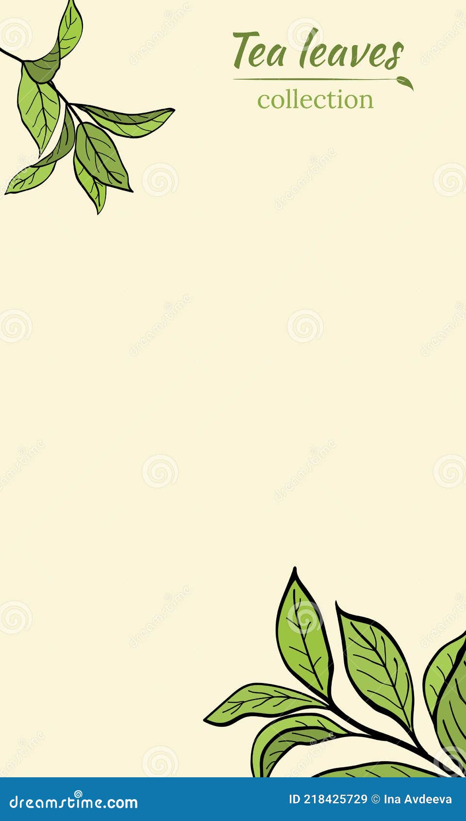 Template for Design with a Set of Tea Leaves Stock Vector ...