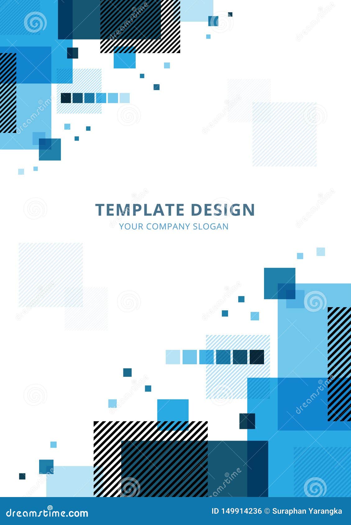 Template Design, Square Blue Tone Stock Vector - Illustration of banner ...