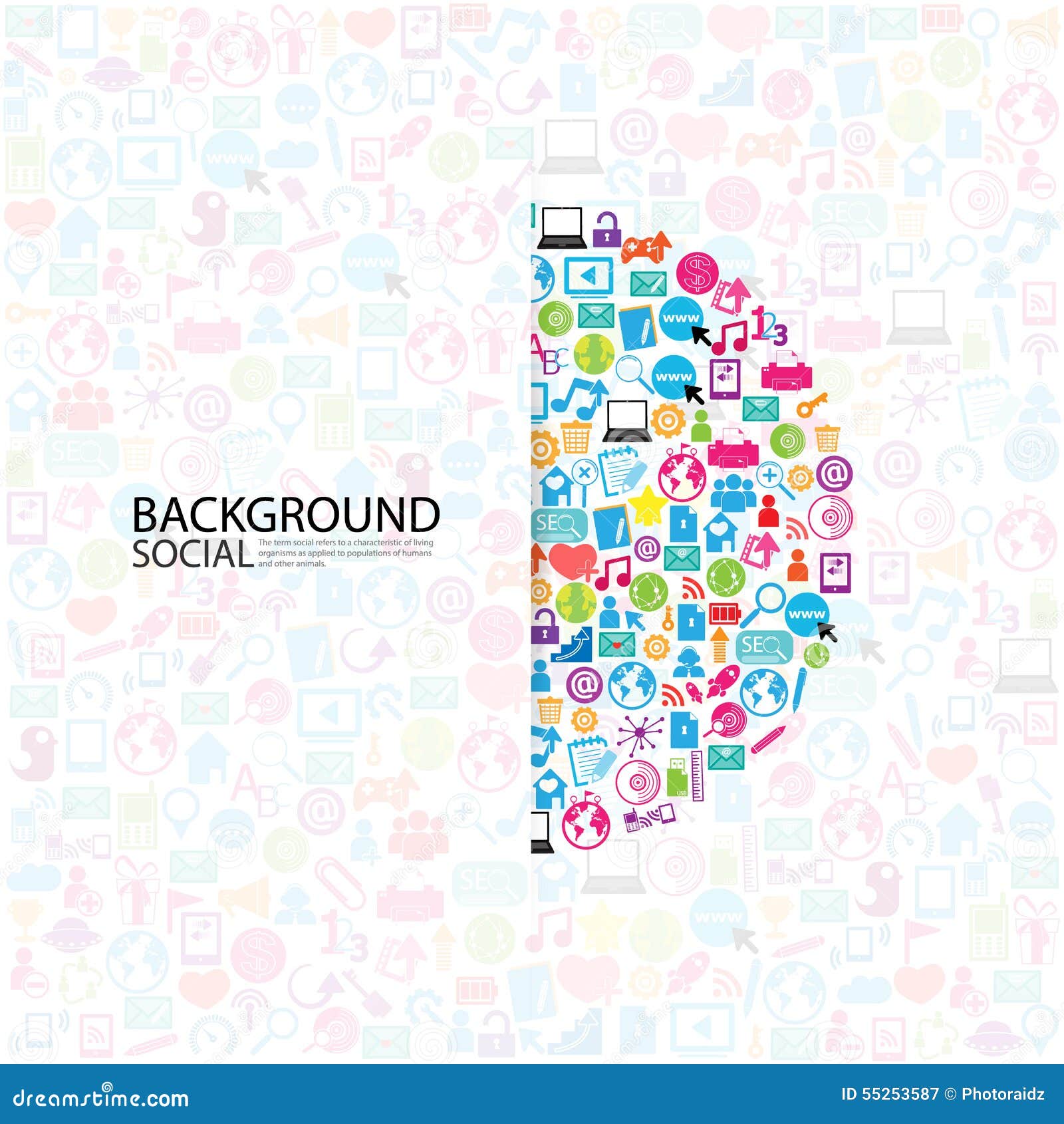 Template Design Thinking Idea with Social Network Icons Stock ...