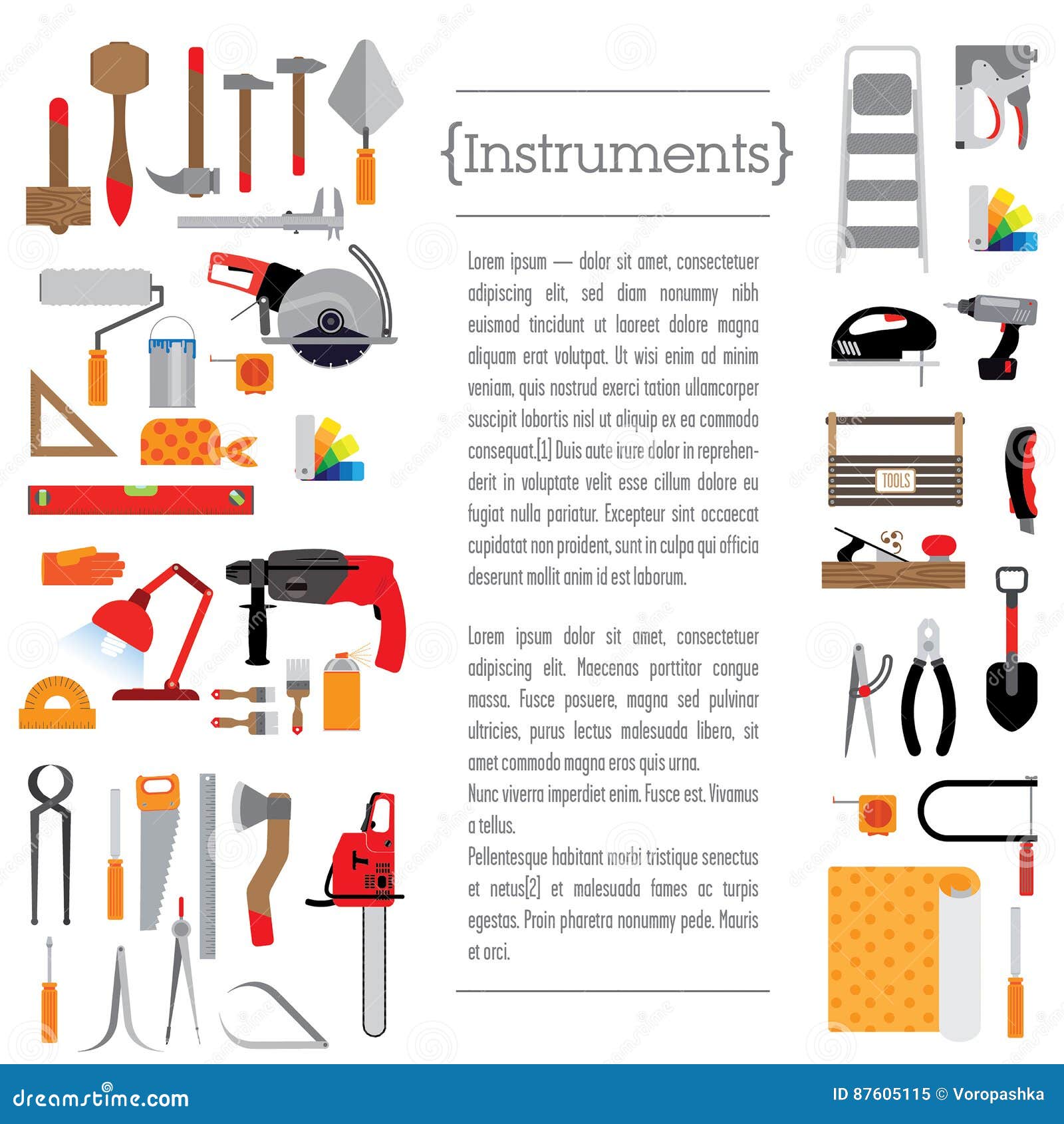 Template design with tools stock vector. Illustration of pencil - 87605115