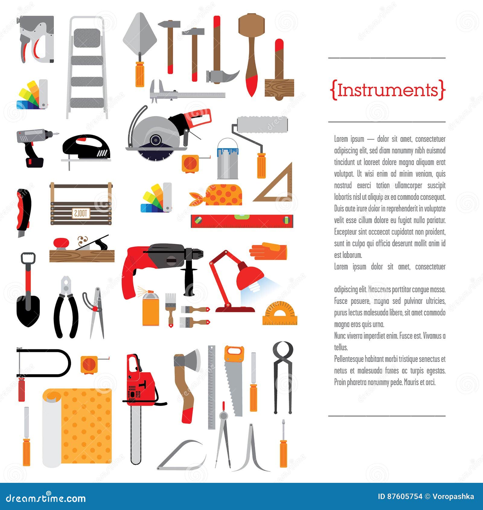 Template design with tools stock vector. Illustration of instrument ...