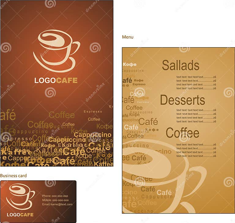 Template Designs of Menu and Business Card for Cof Stock Vector ...