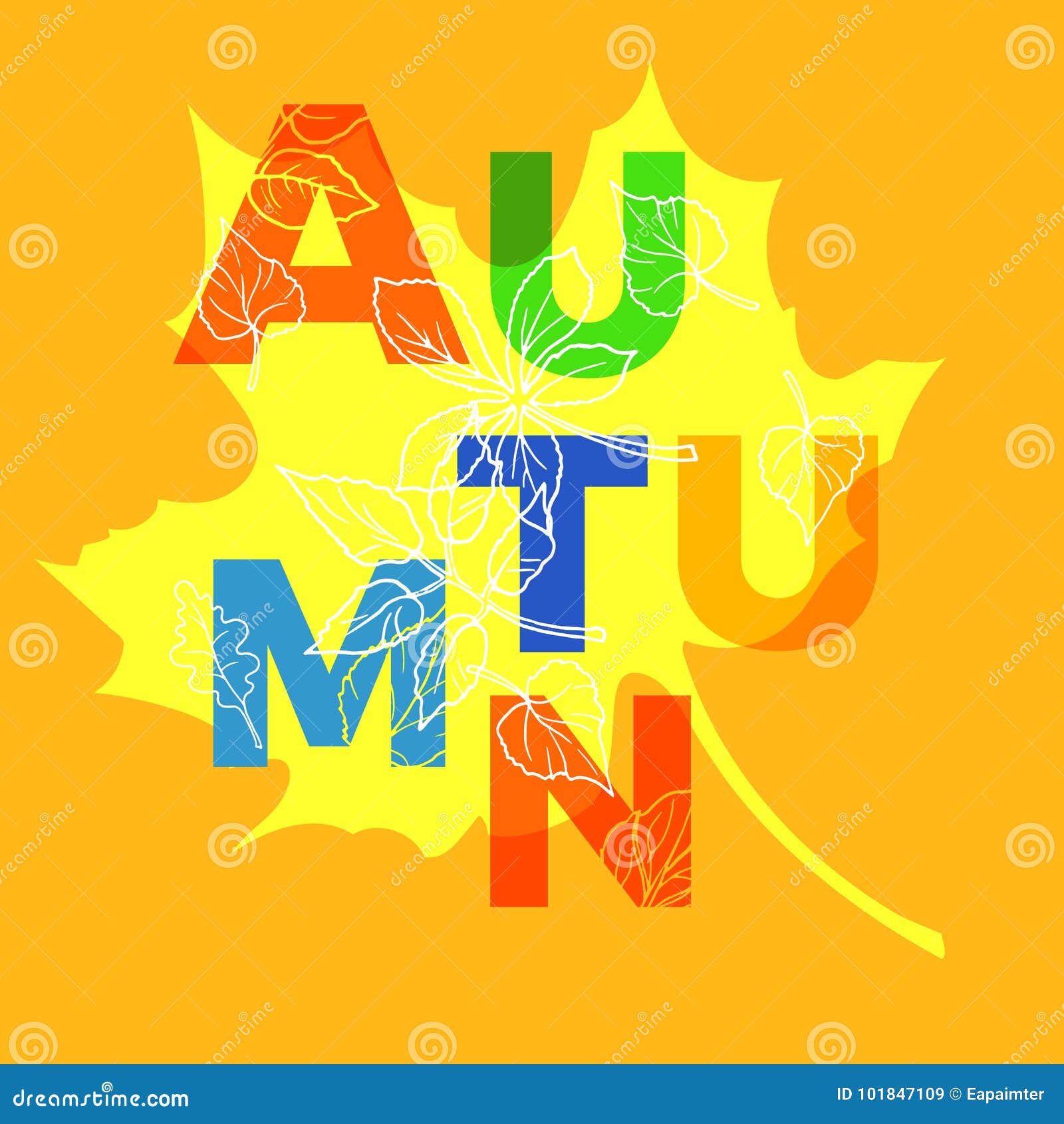 Template of Different Autumn Letters and Leaves. Vector Stock Vector ...