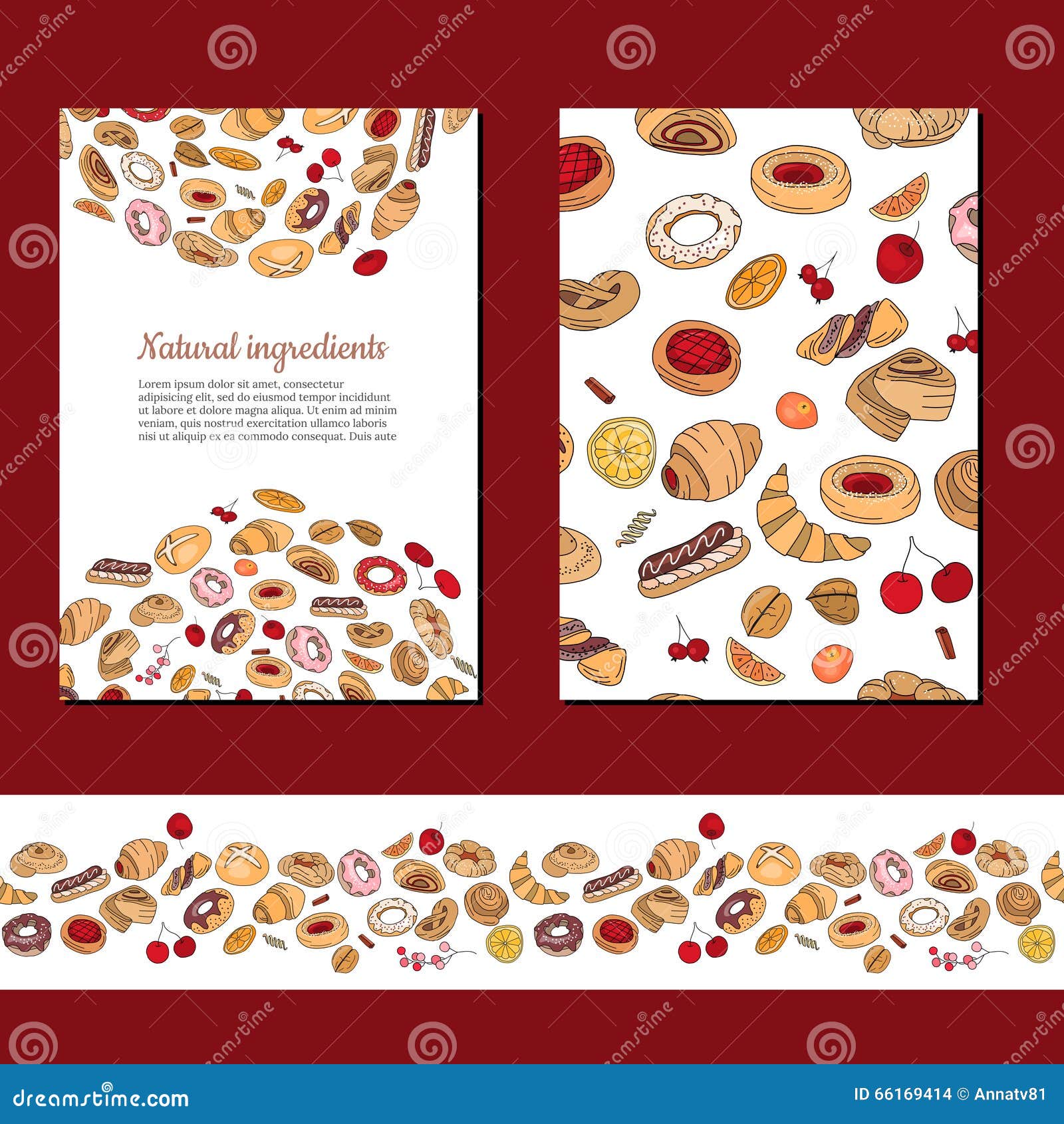 Template with Different Pastry Stock Illustration - Illustration of ...