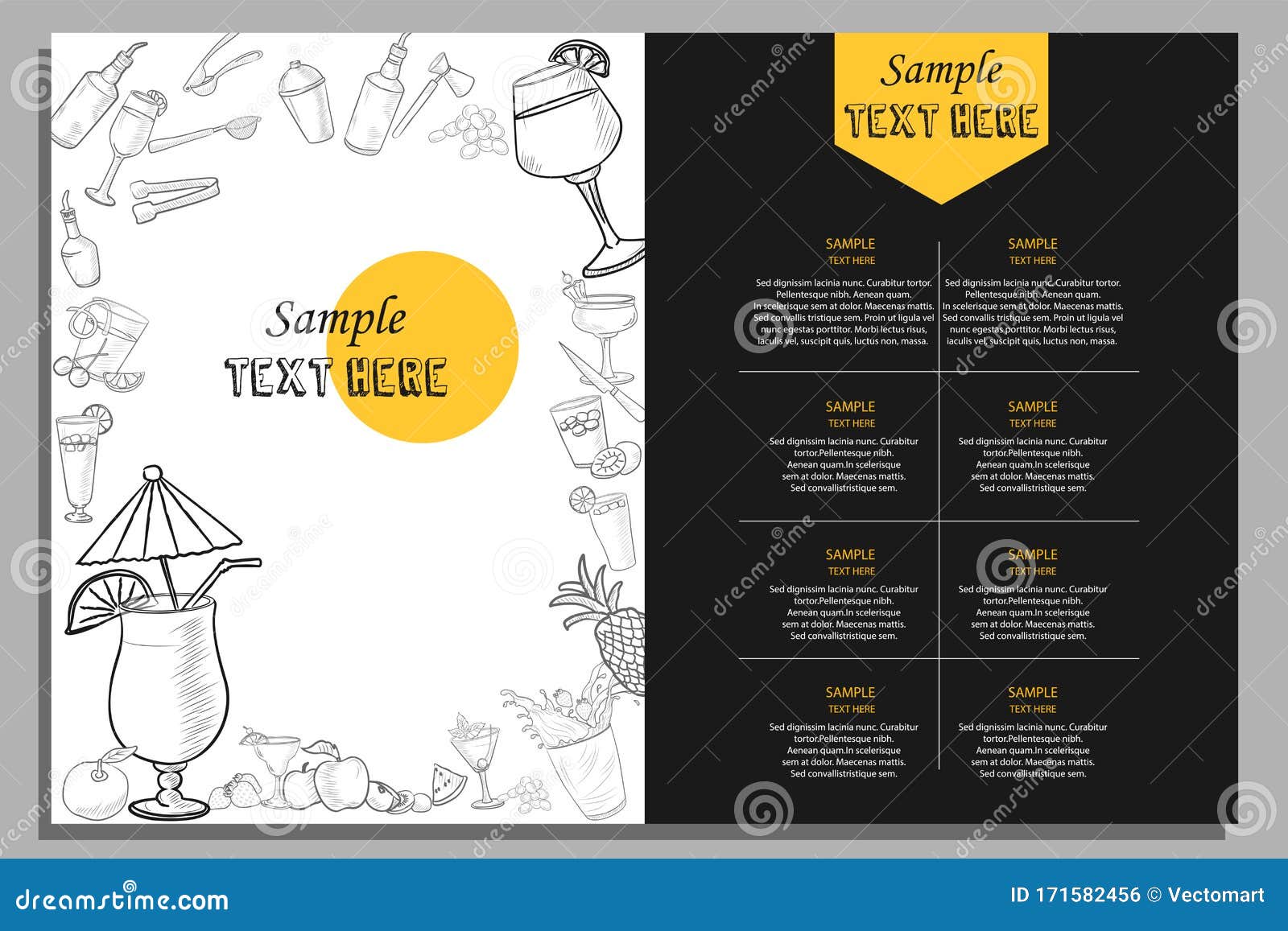 Template of Different Types of Cocktail for Menu Background Design of ...