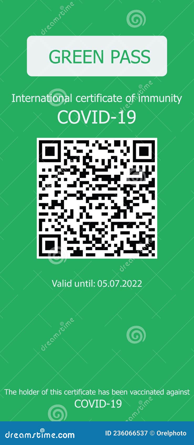 Template of Digital Green Pass. Stock Vector - Illustration of tourism ...