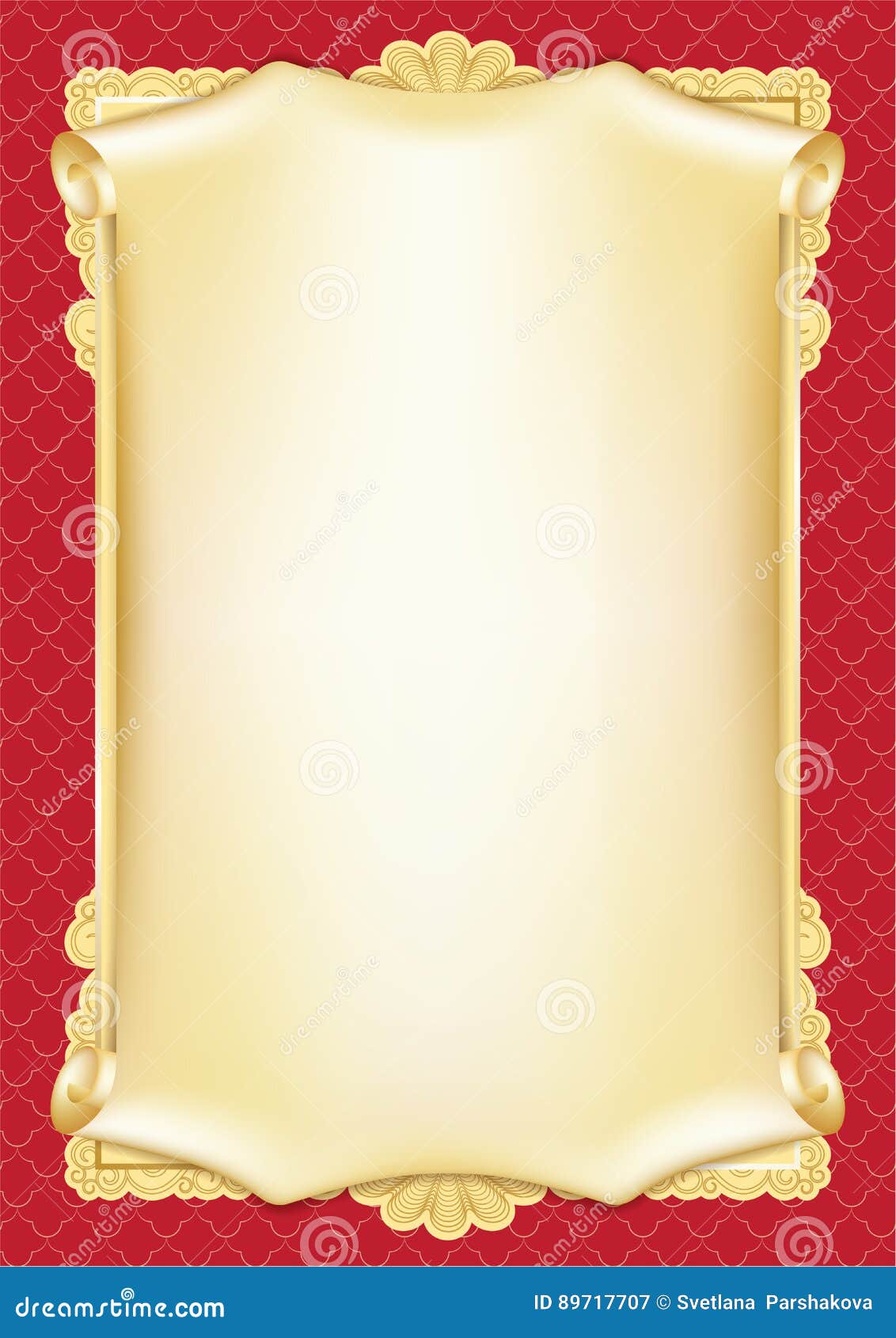 Template for Diploma, Certificate, Card with Scroll and Decorative ...
