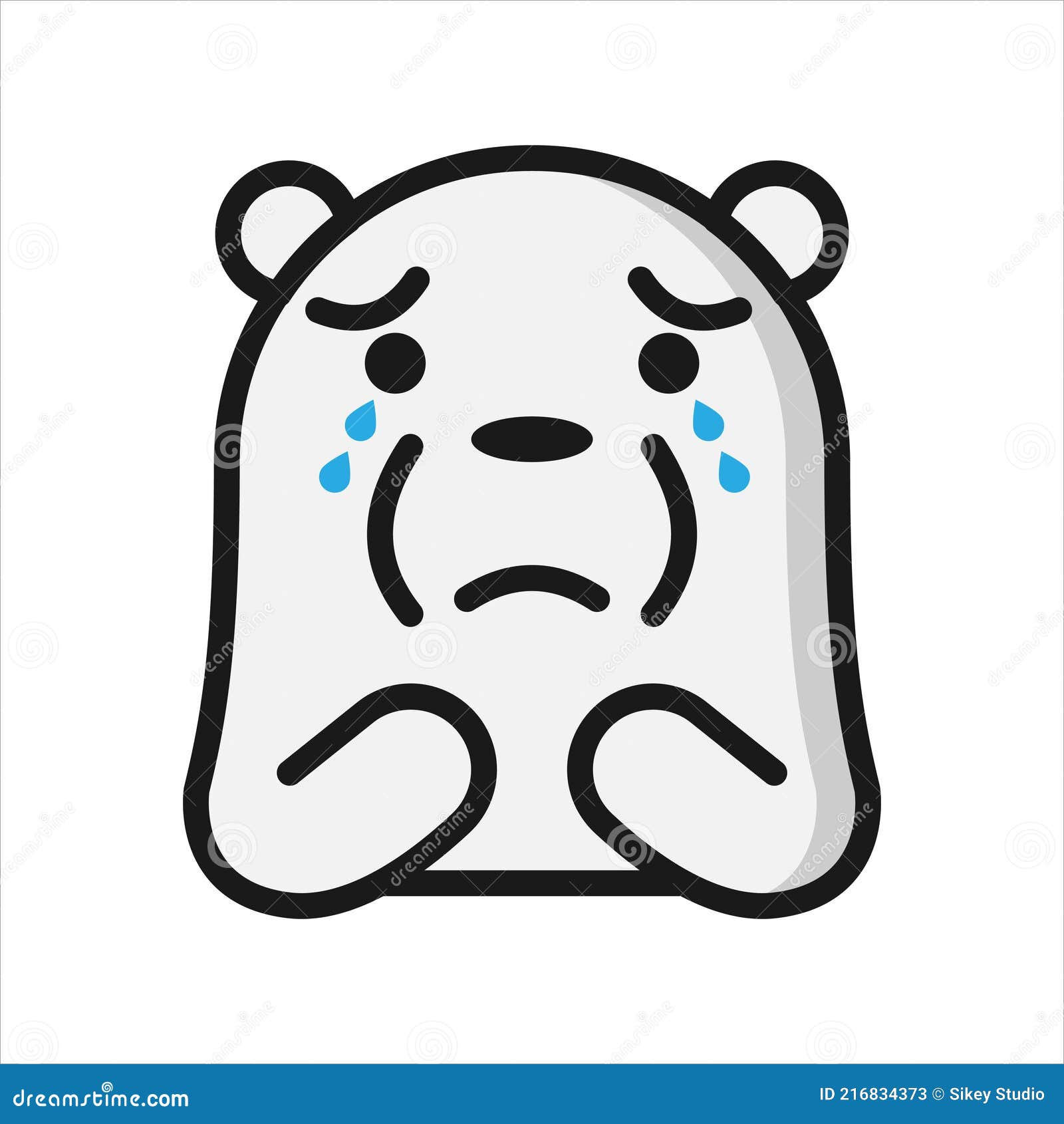 Ice Bear Emoticon with Crying Expression Stock Vector - Illustration of ...