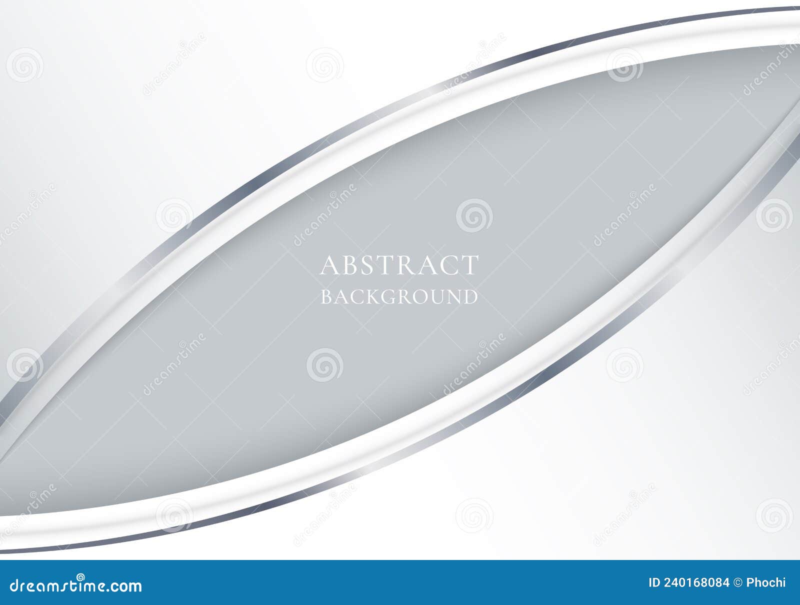 Template Elegant 3D Abstract White Curved Shape with Gray Line on Grey ...