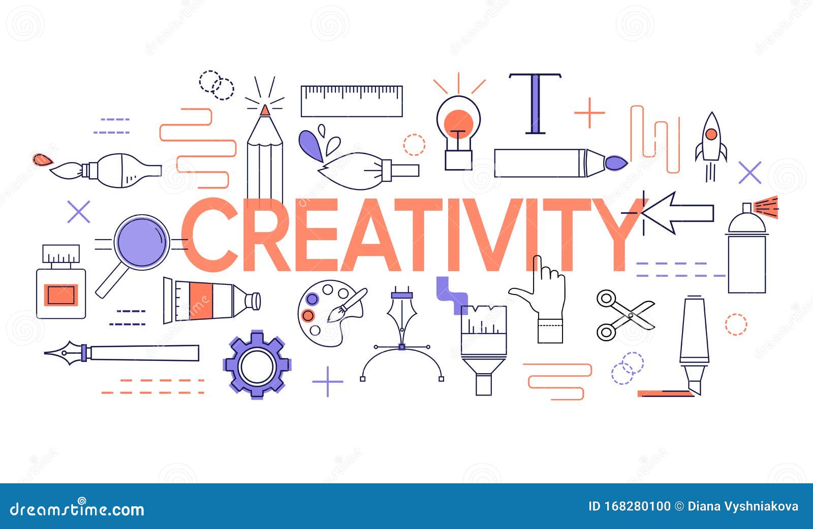 Template with Elements and Signs in Modern Simple Linear Style for ...