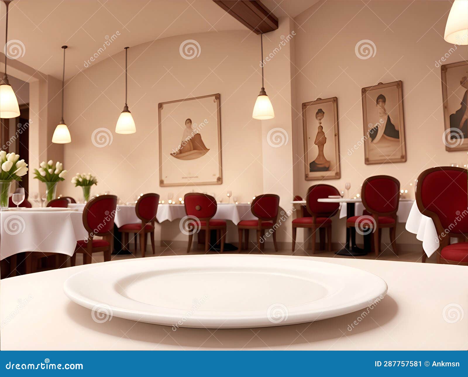 Template Empty Plate in Expensive Luxury Restaurant. Tableware Serving ...