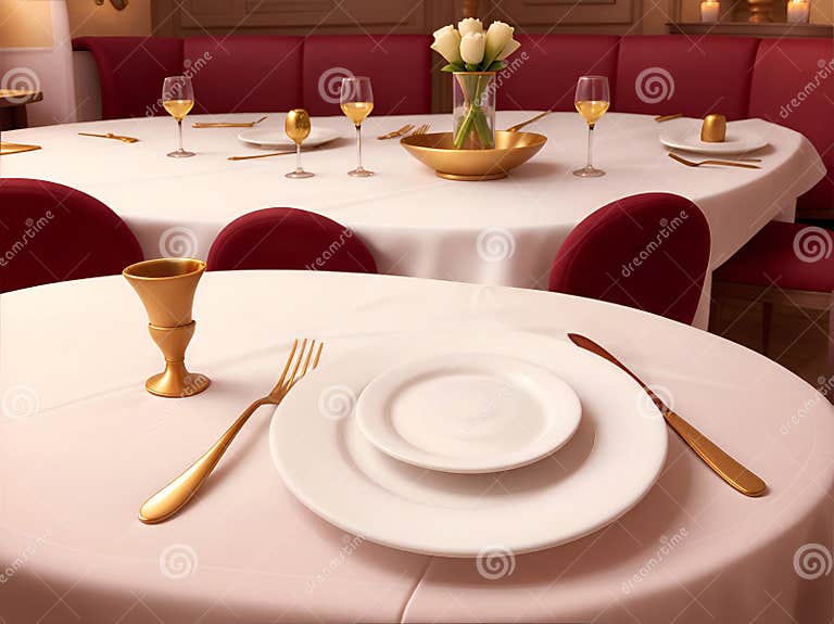 Template Empty Plate in Expensive Luxury Restaurant. Tableware Serving ...