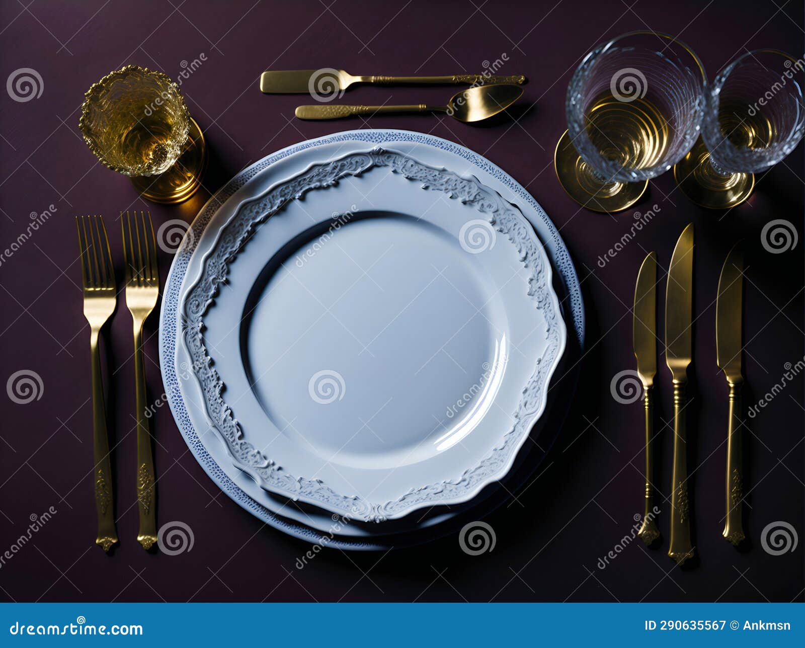 Template Empty Plate in Expensive Luxury Restaurant. Tableware Serving ...