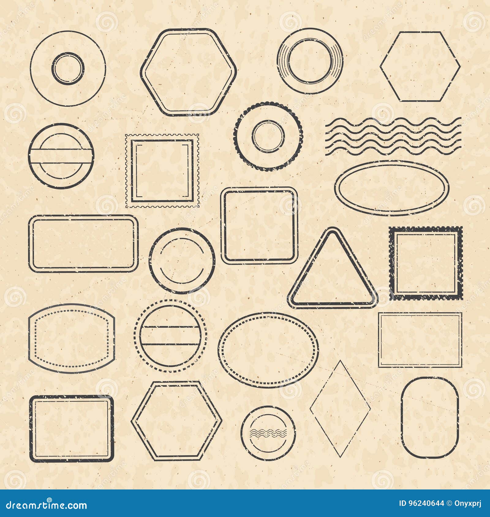 Template of Empty Vintage Postal Stamps for Labels Design Stock Vector ...