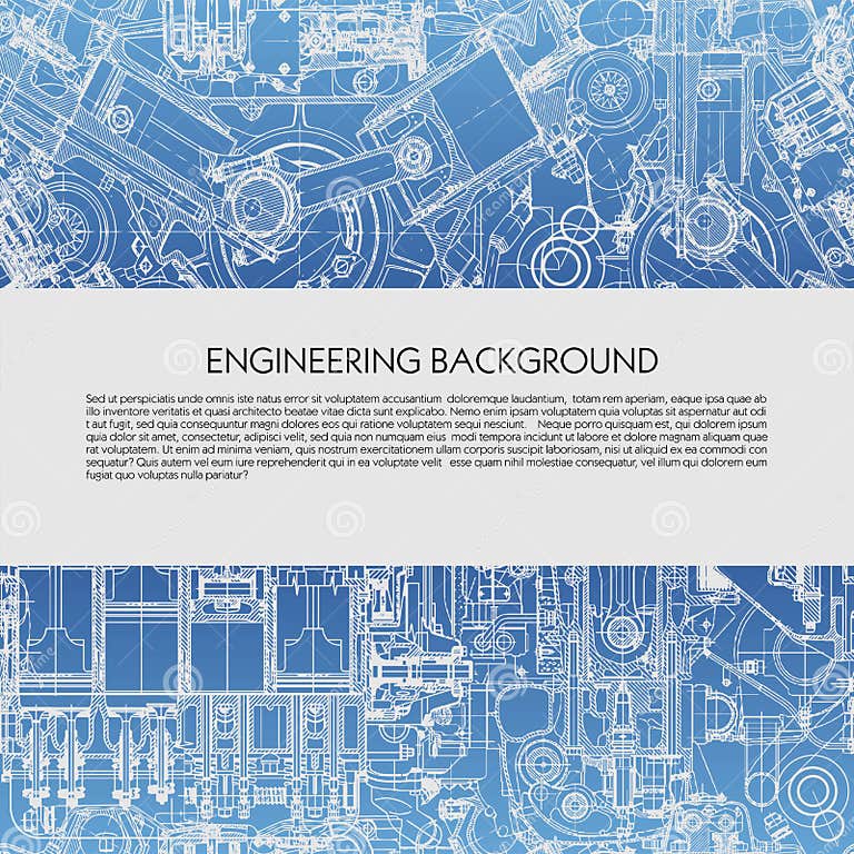 Template Engineering Background with Drawings of Car Engines with Space ...