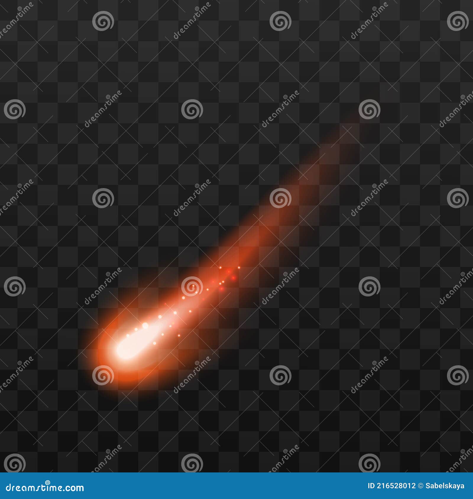 Template of Falling Meteor or Comet, Realistic Vector Illustration ...