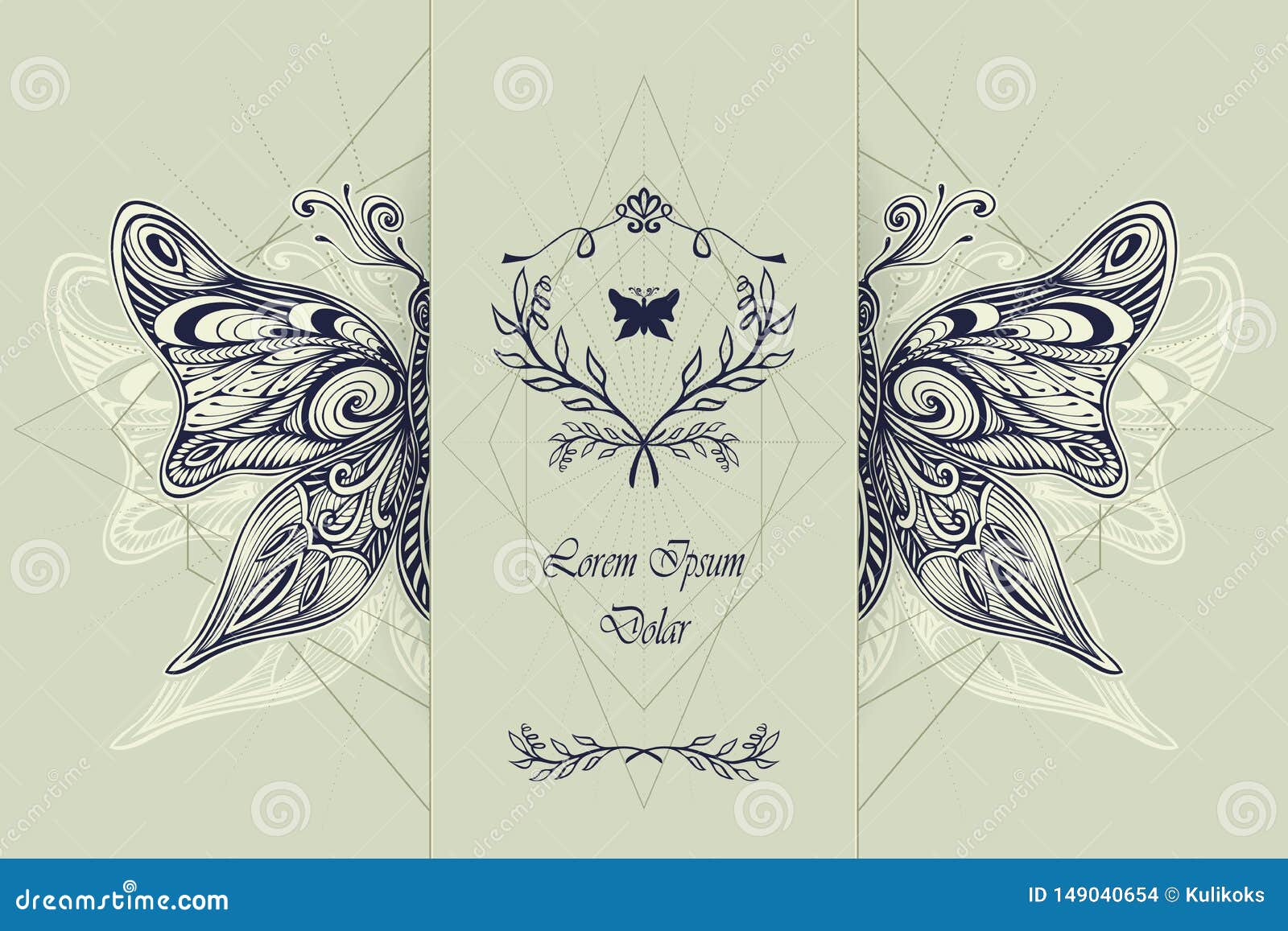 Template Flyer with Decorative Butterfly Stock Vector - Illustration of ...