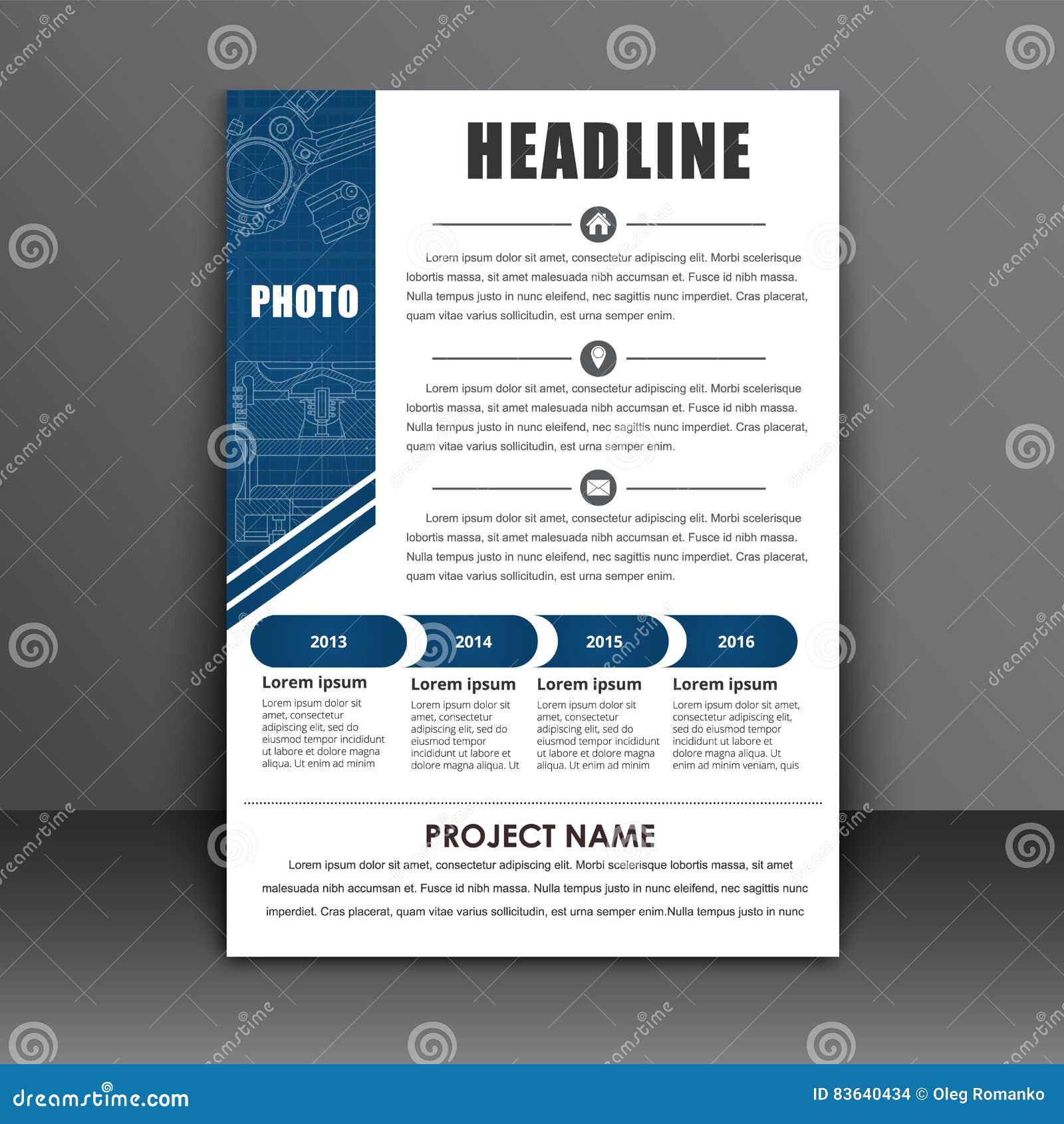 Template A4 Flyer. the Design of the Technical Drawing, Stock Vector ...