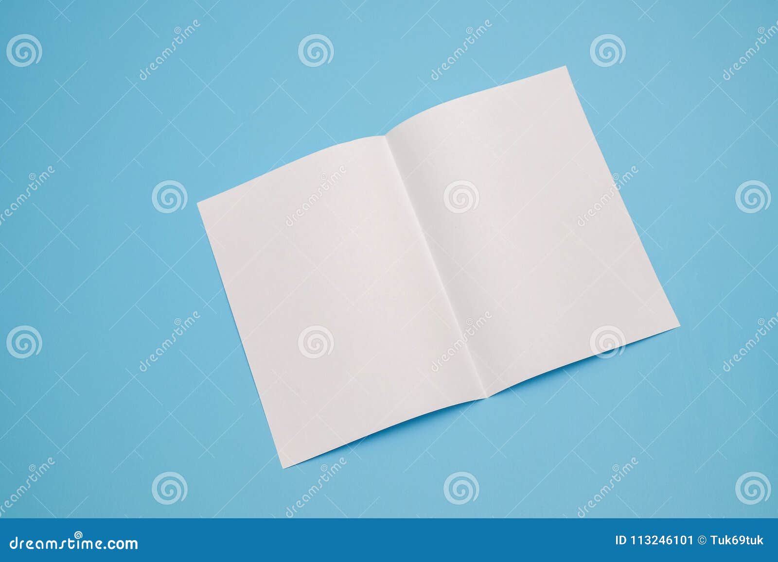 Template Fold White Paper on Blue Background Stock Image - Image of ...