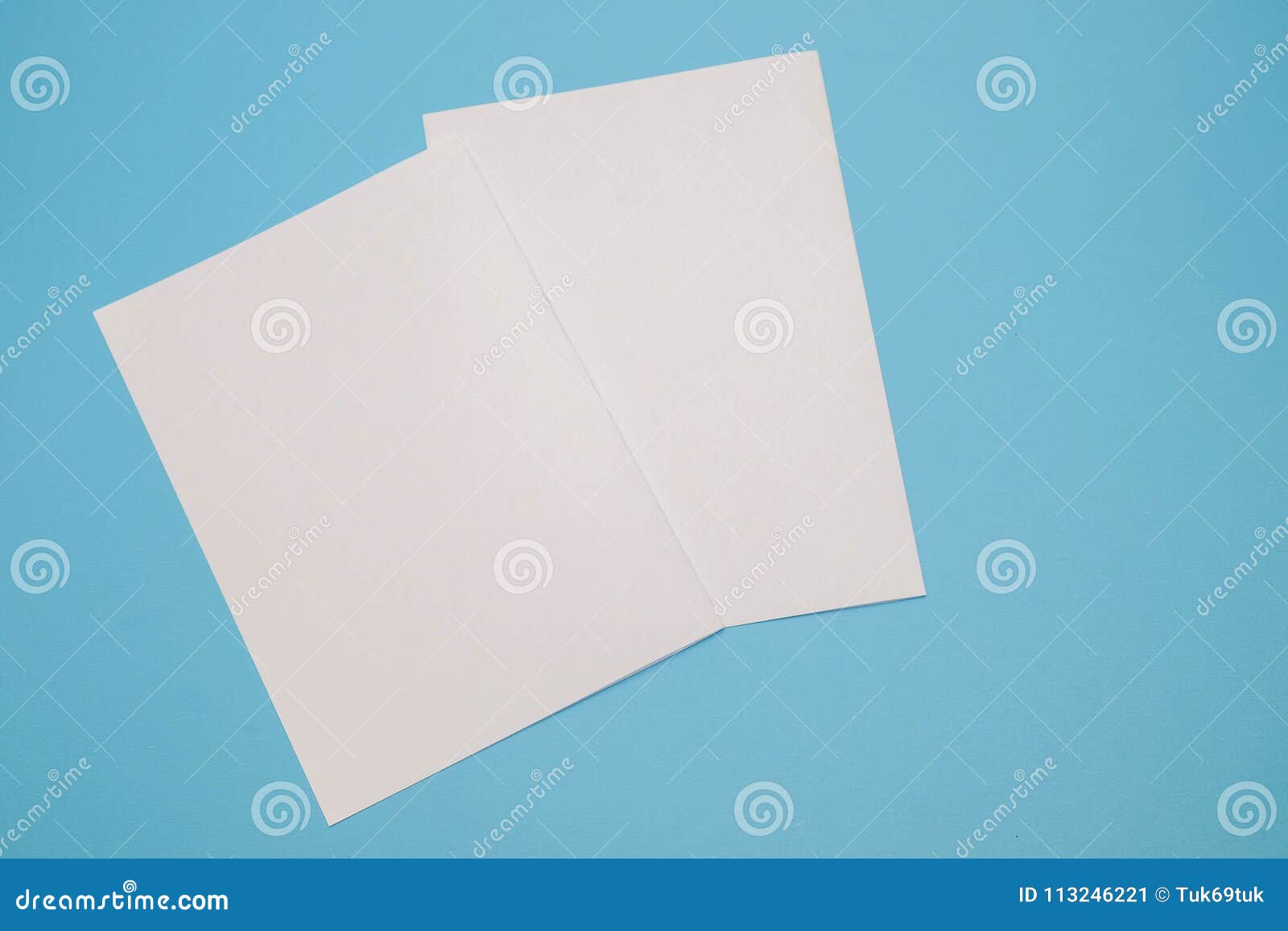 Template Fold White Paper on Blue Background Stock Image - Image of ...