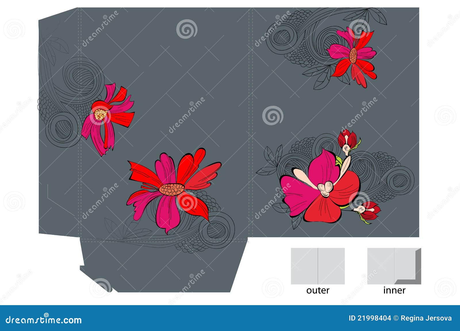 Template for Folder with Flowers Stock Vector - Illustration of paper ...