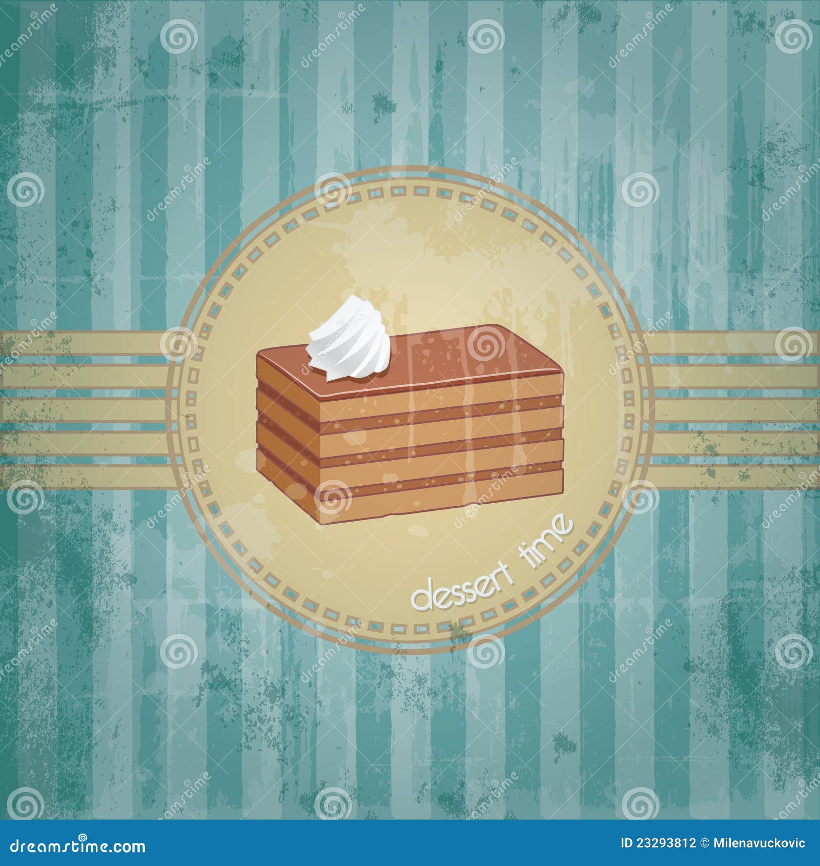 Template Frame Design with Chocolate Cake Piece Stock Illustration ...