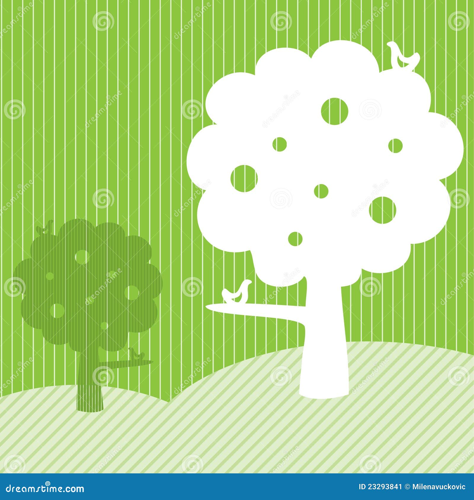 Template Frame Design with Trees and Green Field Stock Illustration ...